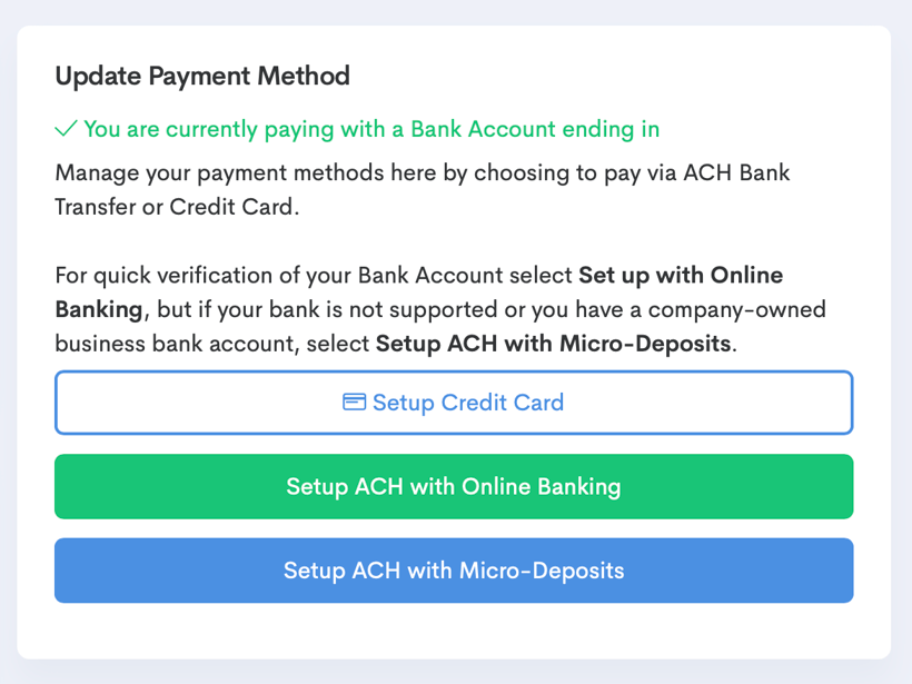 SETTING UP ACH PAYMENTS